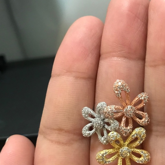 Jewelry | Tricolor Flower 925 Ss W Cz Ring | Poshmark